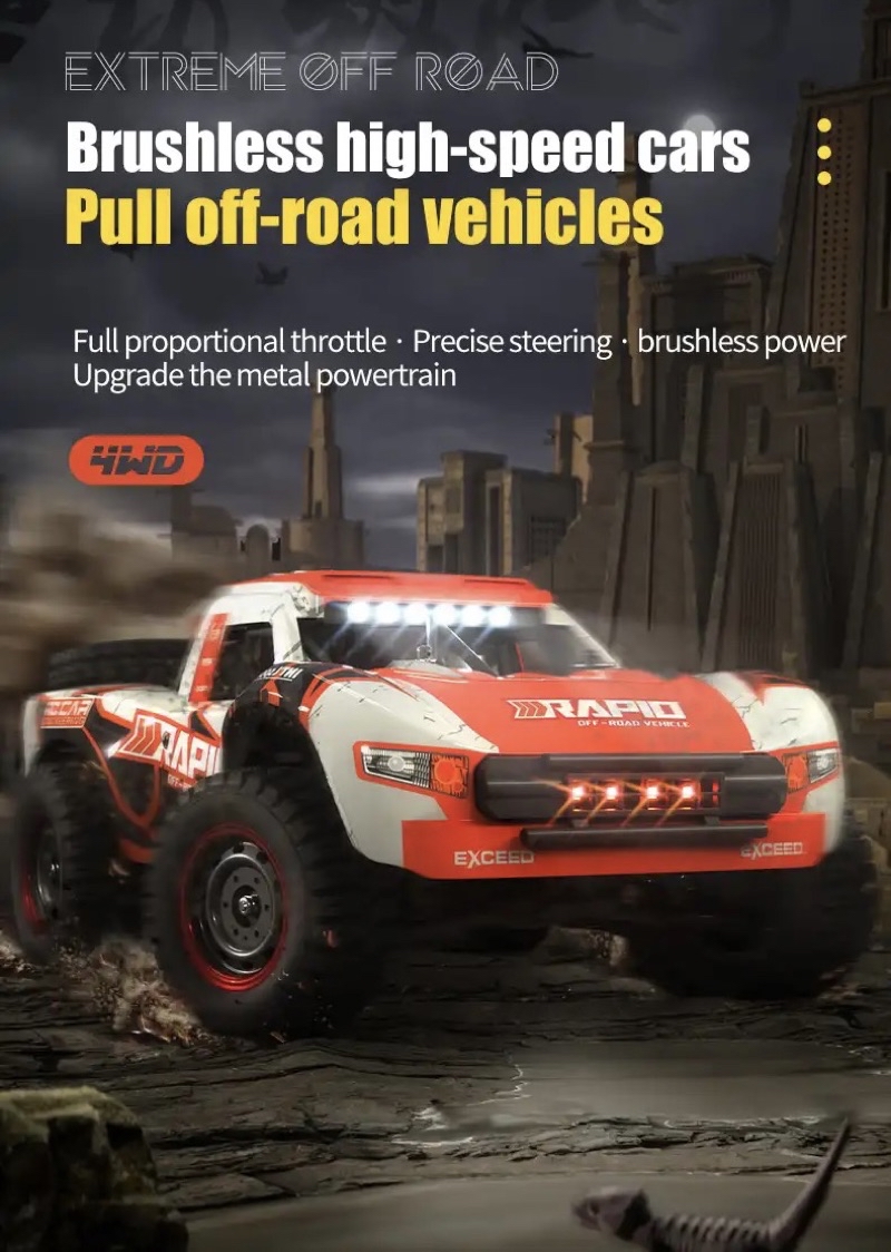 FEO Brushless Q130 Pro Rapid RC Car 1:16 High Speed 70KM/H 4WD Remote ...