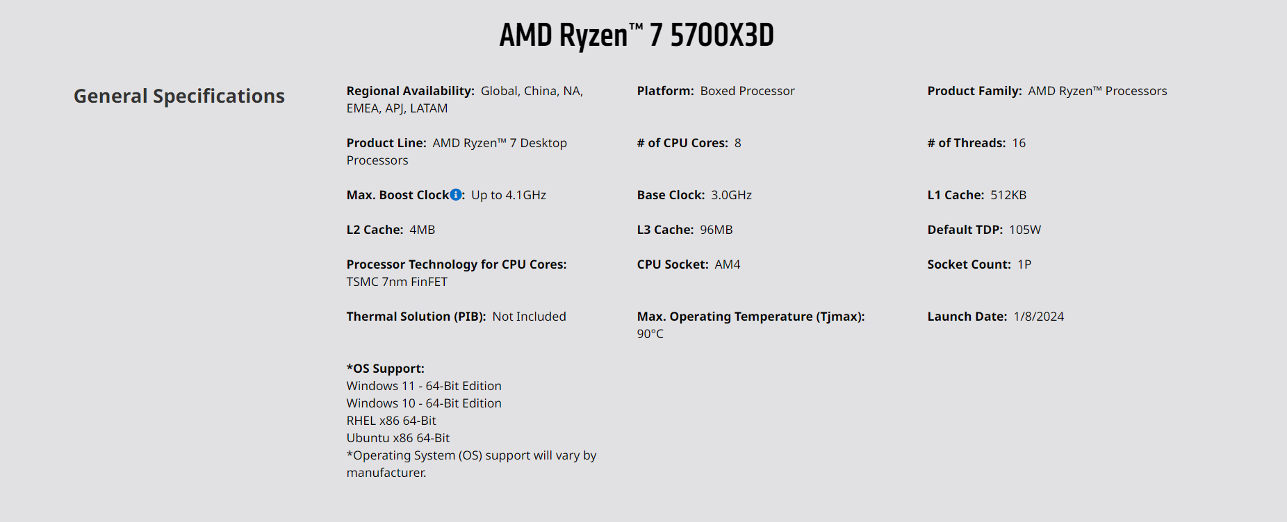 # PCU LEGACY # AMD RYZEN 7 5700X3D AM4 PROCESSOR | Shopee Malaysia