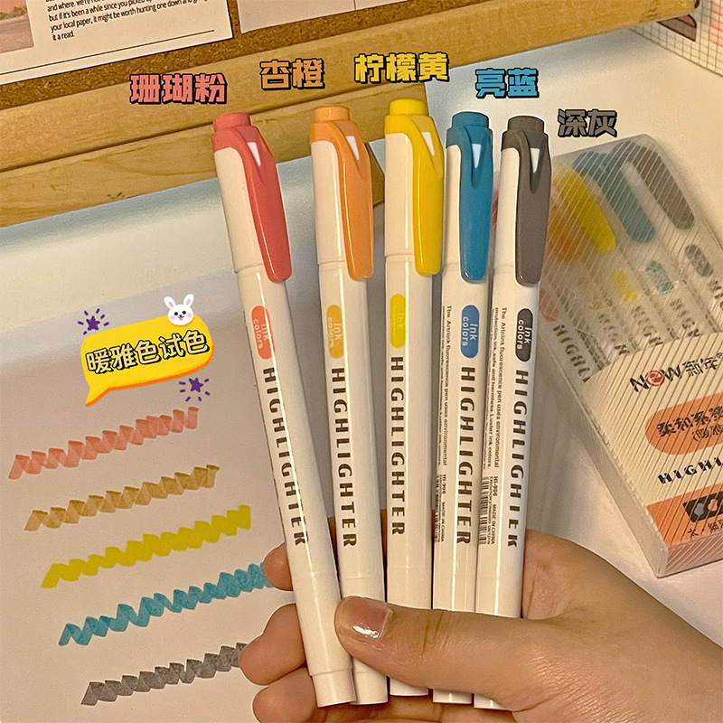 15-color Creative Double-headed Highlighter Set Student Classroom ...