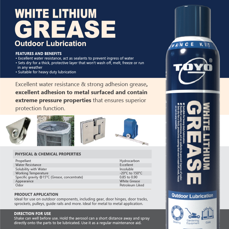 Toyo-G White Lithium Outdoor Lubrication White Lithium Grease Spray ...