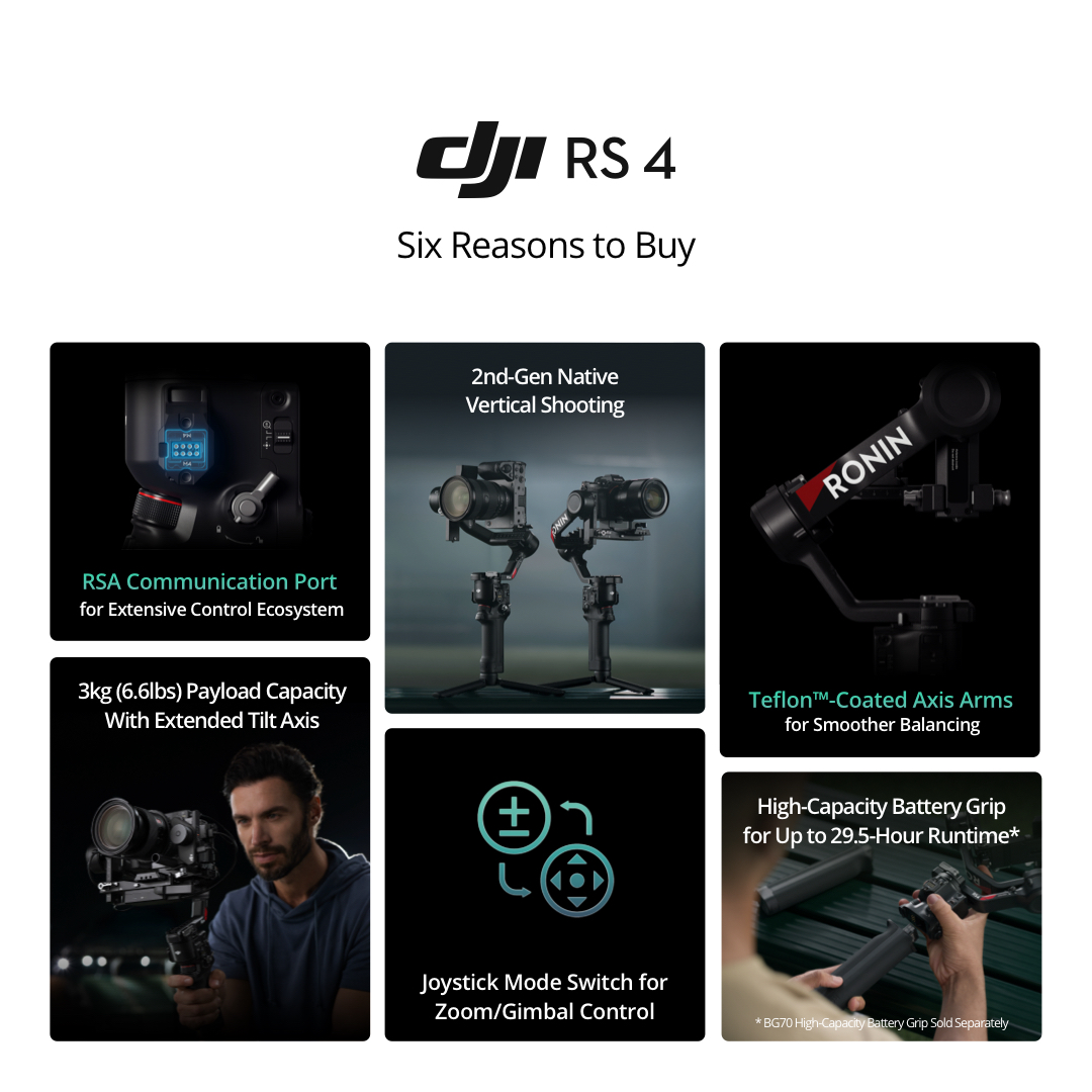 [NEW LAUCNH] DJI RS 4 - Gimbal Stabilizer for DSLR and Mirrorless Camera Ronin RS 4 / DJI RS4 ...