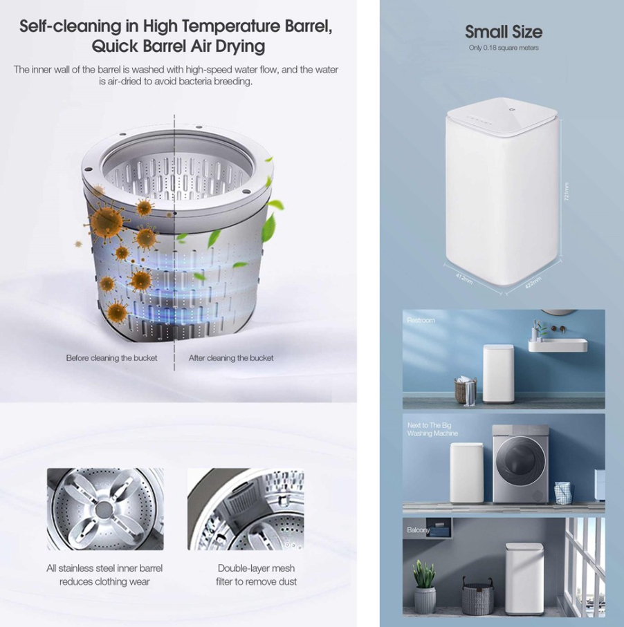 Xiaomi Mijia Mini Washing Machine Pro 3KG 16 Washing Modes Adjustable ...