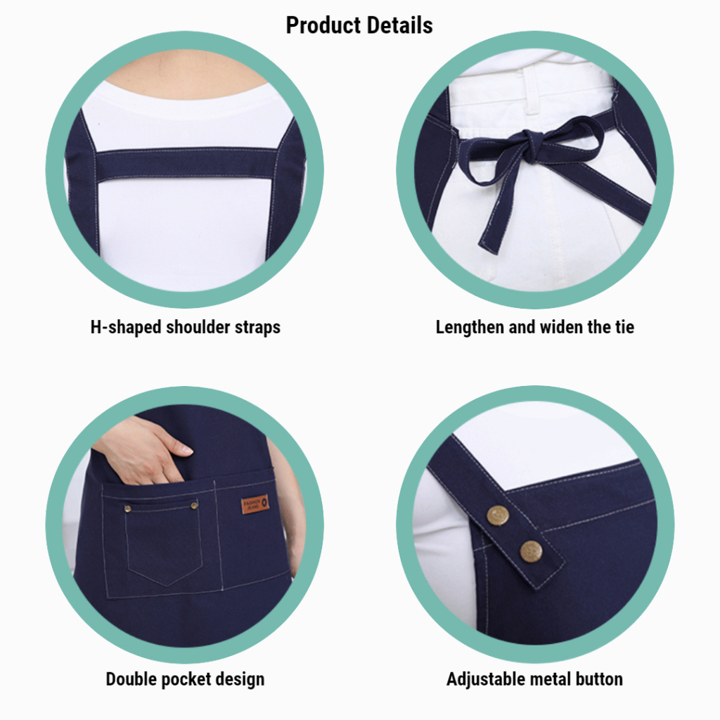 Kitchen Apron Chef Apron Hitam Murah H-Type Strap Design Denim Apron ...