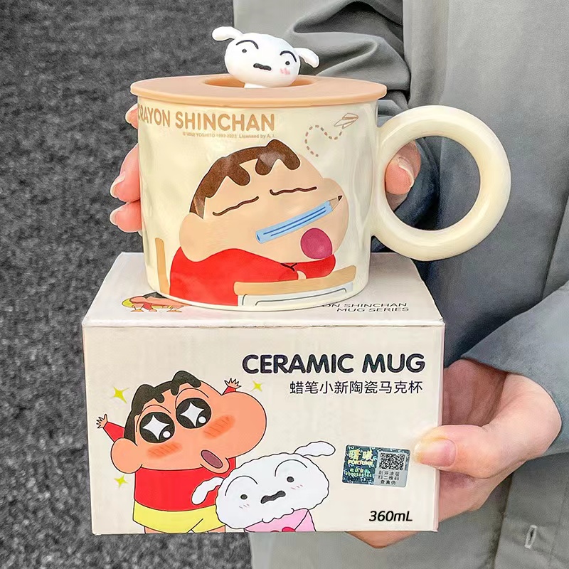 Crayon Shin-chan Cup Cute Birthday Gift Box Creative Ceramic Mug Office ...