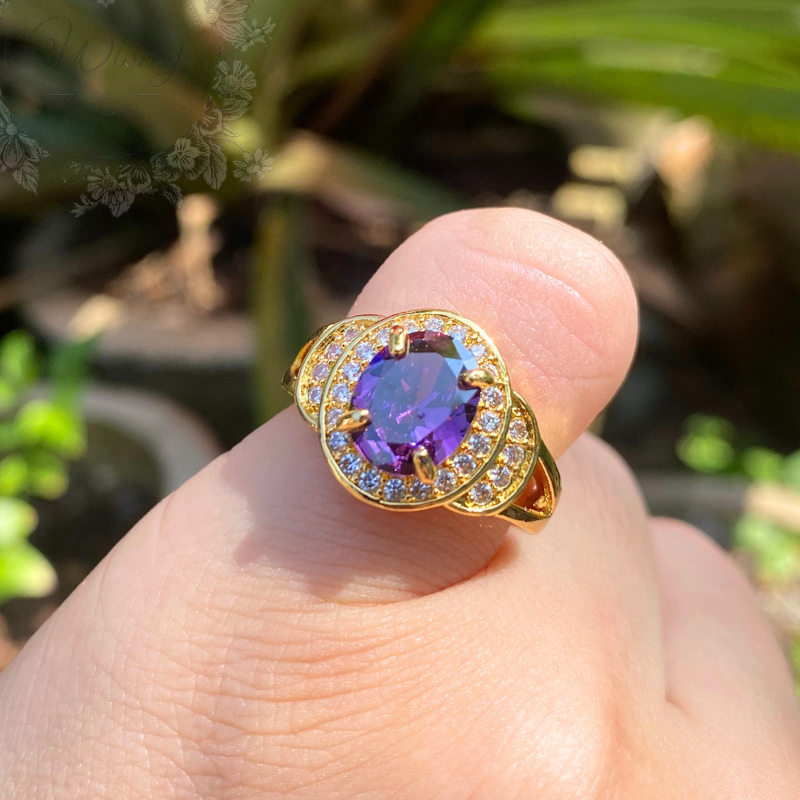Cincin Emas Suasa Batu Zirconia Bujur Gold Plated Zirconia Oval Stone ...