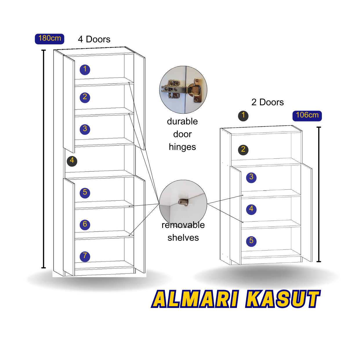 FREE DELIVERY Rak Kasut Bertutup Tinggi (180/106cm) Almari Kasut ...