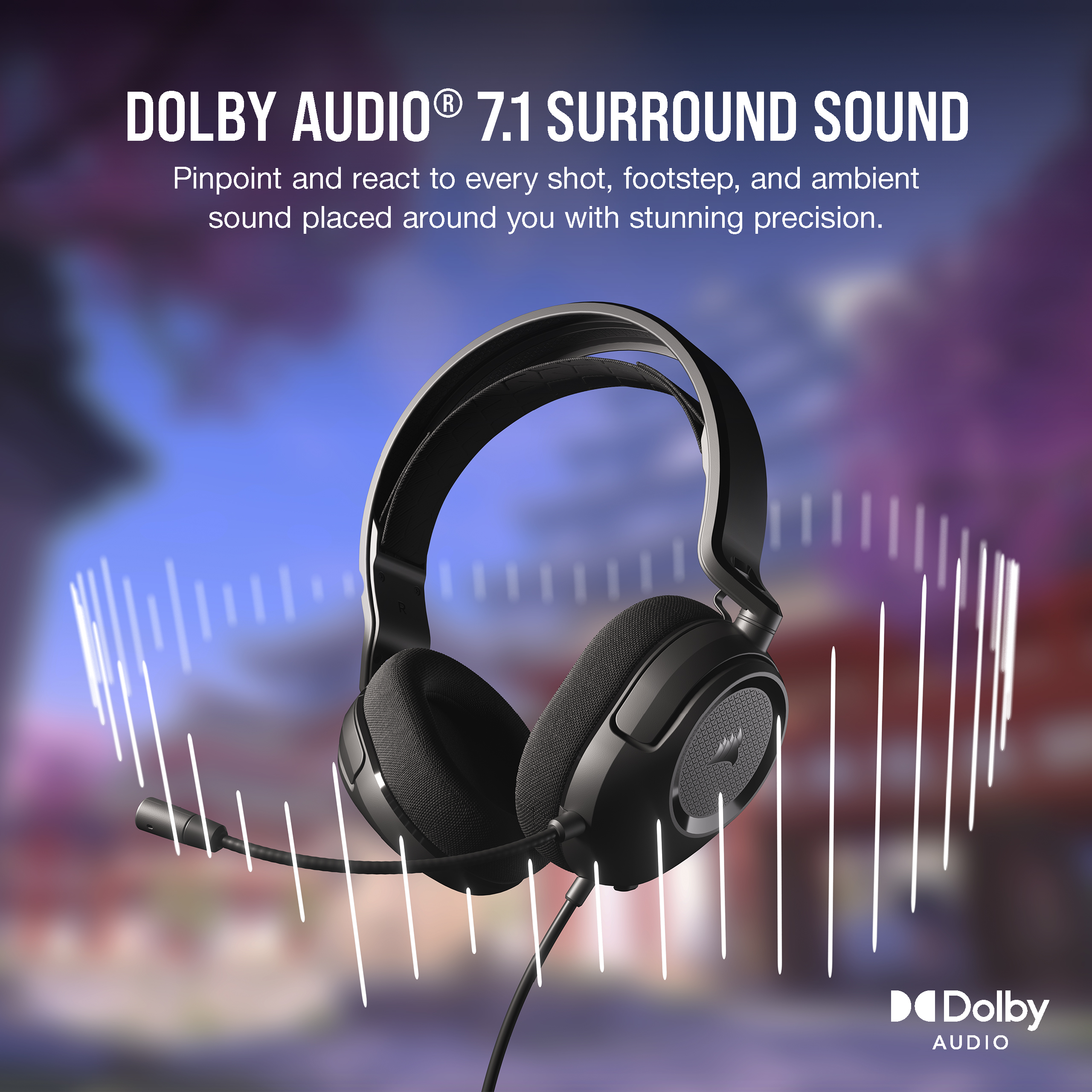 CORSAIR HS35 Surround V2 Analog Gaming Headset with USB Adapter for PC ...