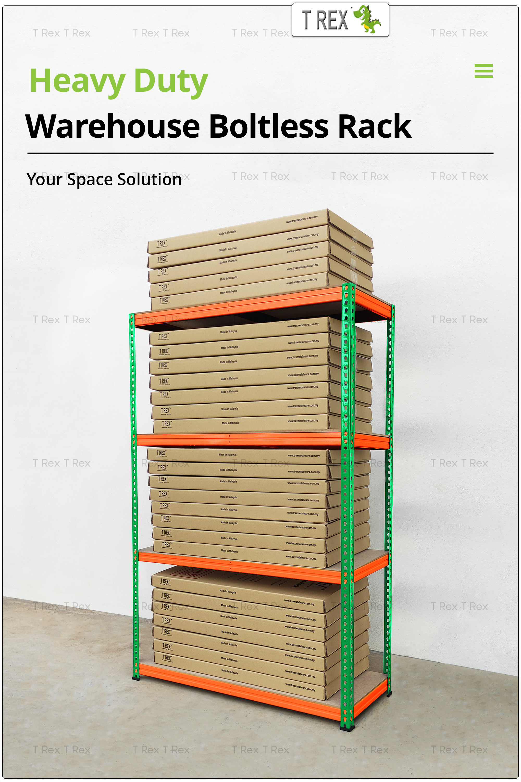 T Rex 4 Tiers Warehouse Boltless Rack / Store Room, Warehouse, Home ...