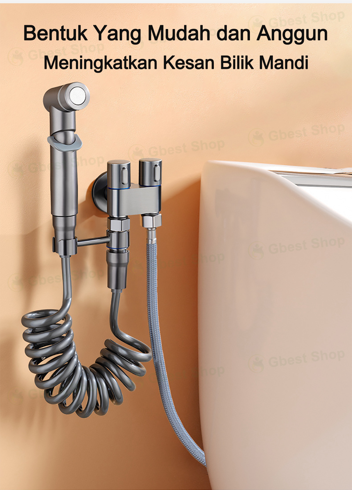 Shower Bathroom Toilet Bidet Faucet Set Sprayer Hand Held Double Outlet ...