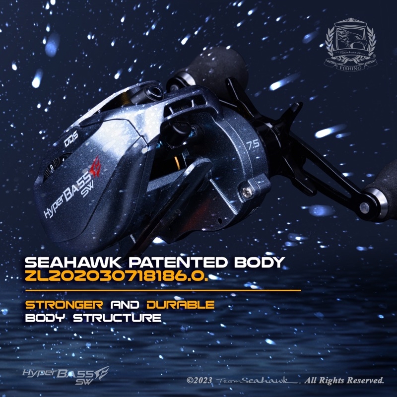 Team Seahawk Hyper Bass SW 200HSL Baitcast Fishing Reel BC Baitcasting ...