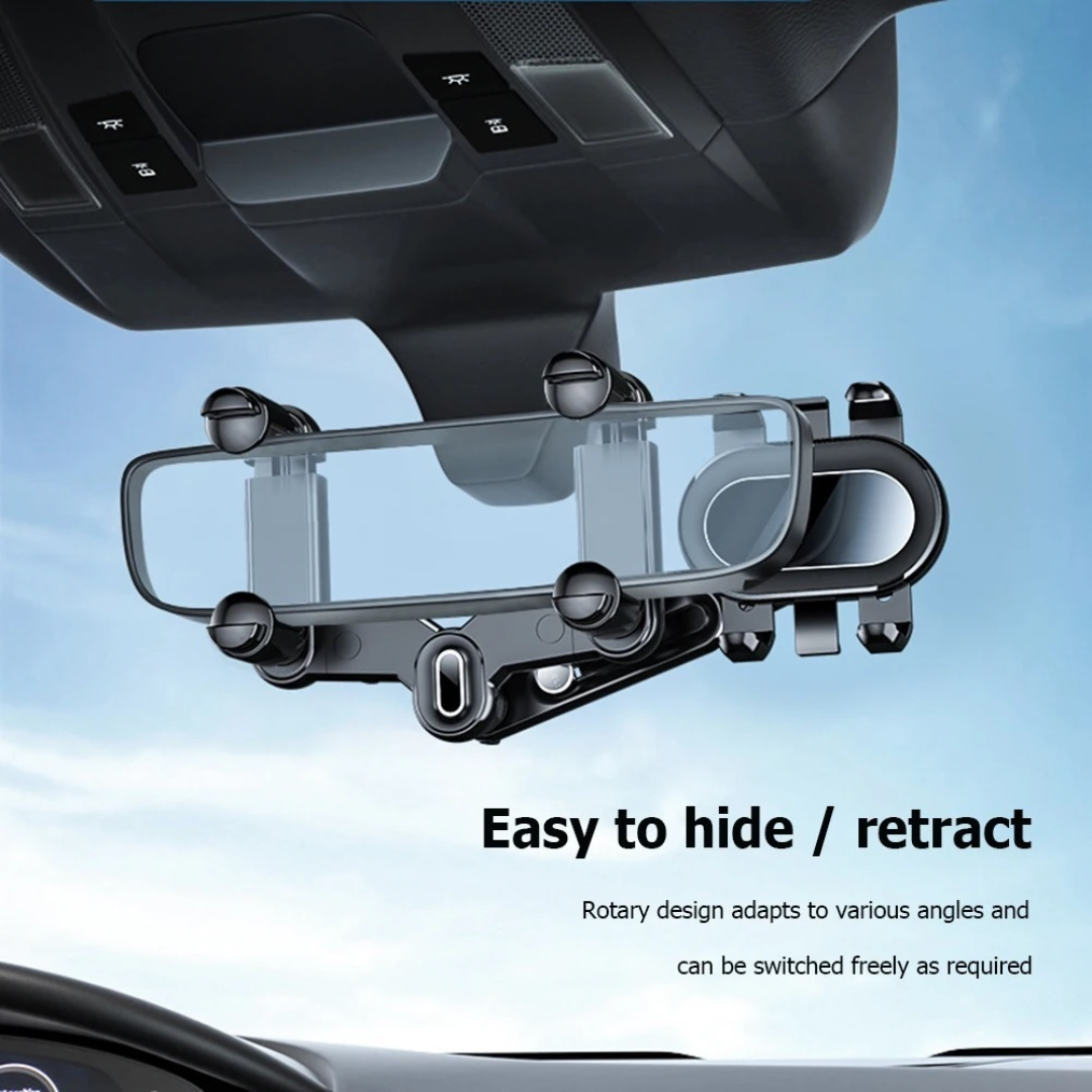 Car Phone Holder Rearview Mirror 360° Rotatable Retractable Phone Mount ...