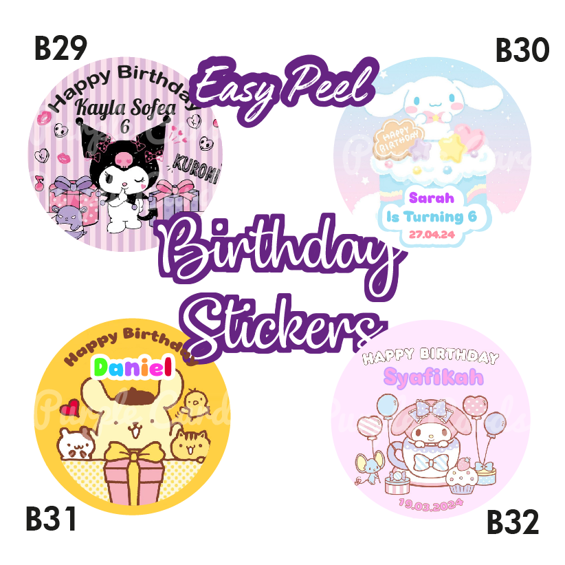 Birthday Sticker / Thank You Sticker Label Printing / Hari Jadi ...