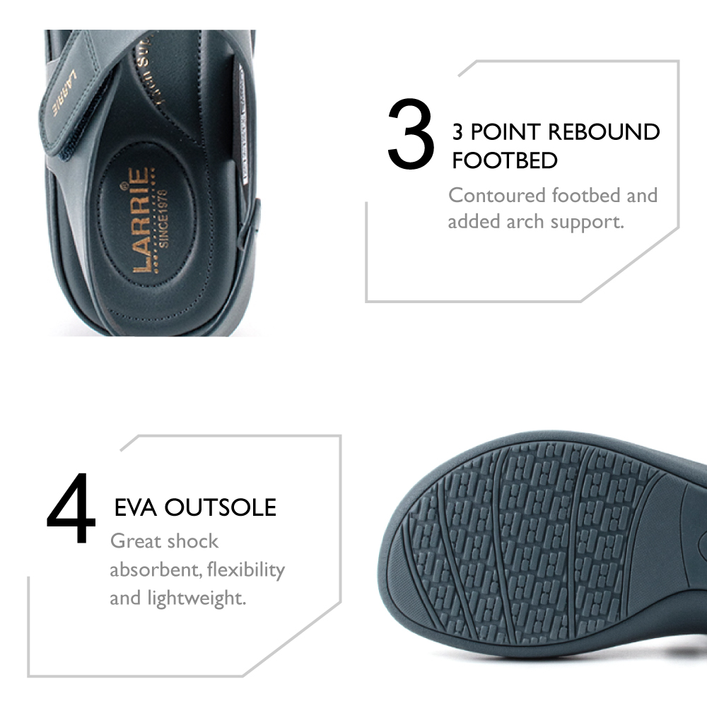 LARRIE Kasut Perempuan Mandy Buckle/Velcro Comfy Sandals - L82406 ...