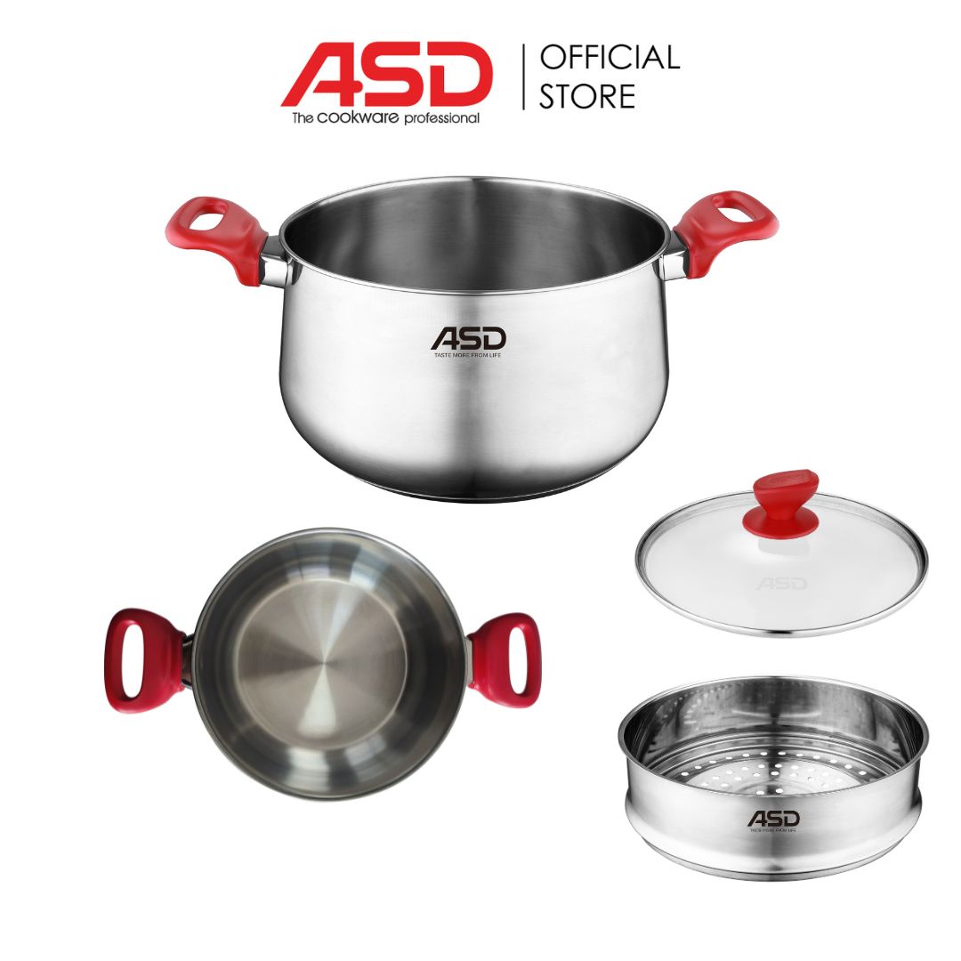 ASD Flamenco IH S/Steel Stock Pot + Steamer (24cm) HP5924SS-RD | Shopee ...