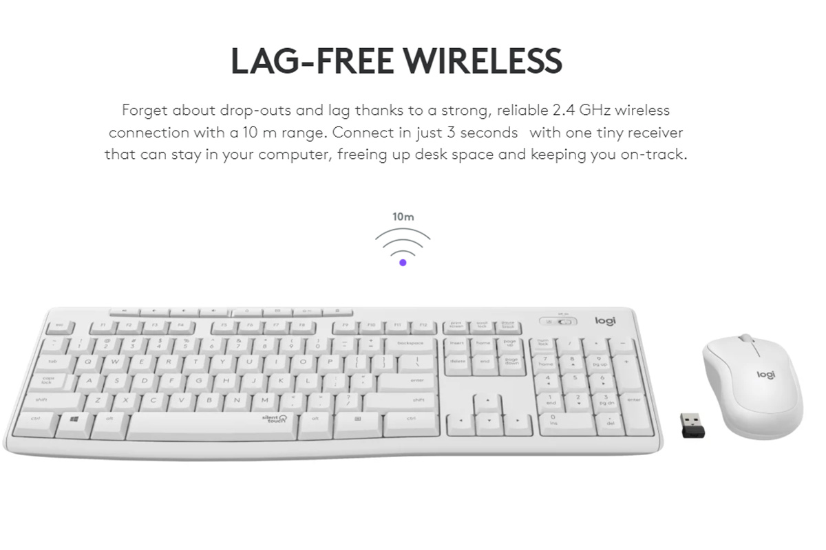 Logitech Mk295 Silent Wireless Keyboard And Mouse Combo Silenttouch Technology Advanced