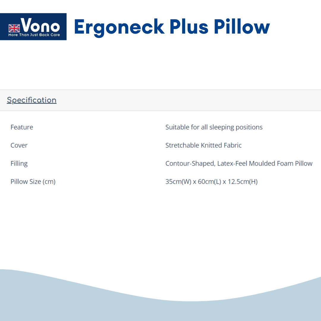 Vono Ergoneck Plus Pillow | Neck Support | Foam Pillow | Shopee Malaysia