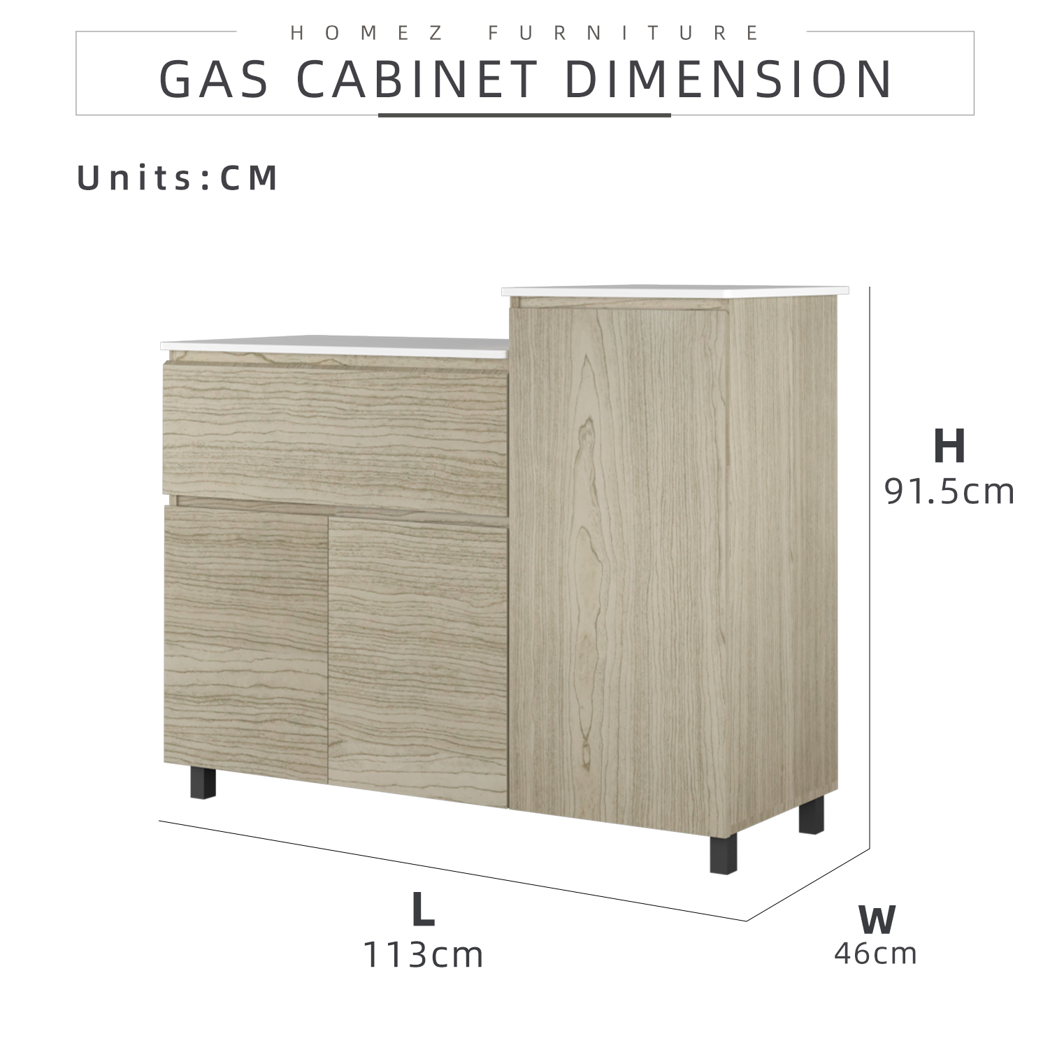 [FREE Shipping] Homez Gas Cabinet White Solid Surface Table Top Drawer ...