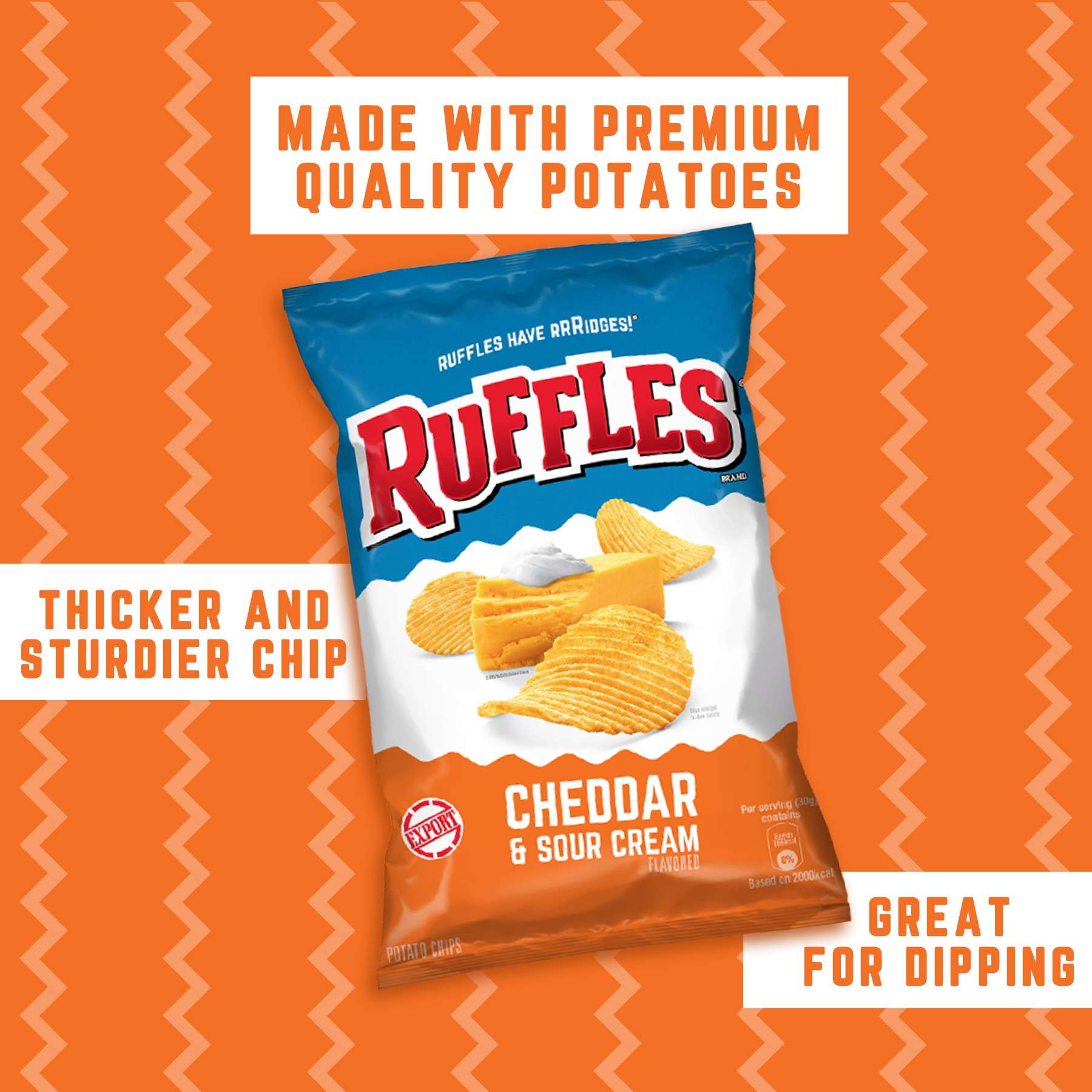 Ruffles Cheddar & Sour Cream 170g / Ruffles Kerepek Kentang Perisa ...