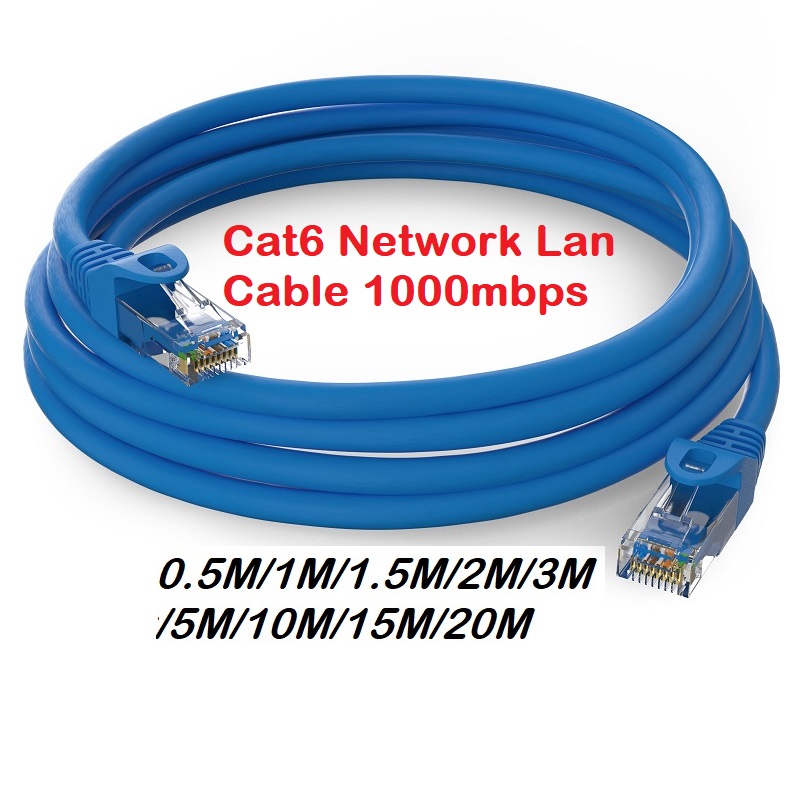 Cat6 Network Lan Cable RJ45 1000mbps Patch Gigabit Ethernet Cable Blue ...