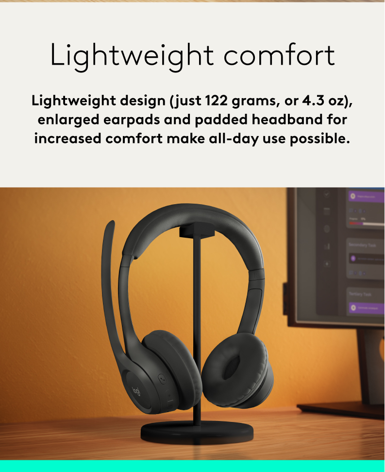 Logitech Zone 300 Wireless Bluetooth Headset With Noise-Canceling ...