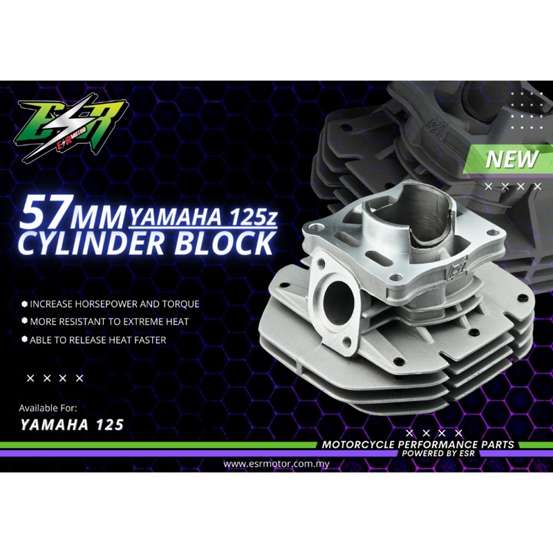 ESR MOTOR RACING BLOCK YAMAHA 125ZR Y125ZR 125Z 57MM 58MM 59MM 100% ...