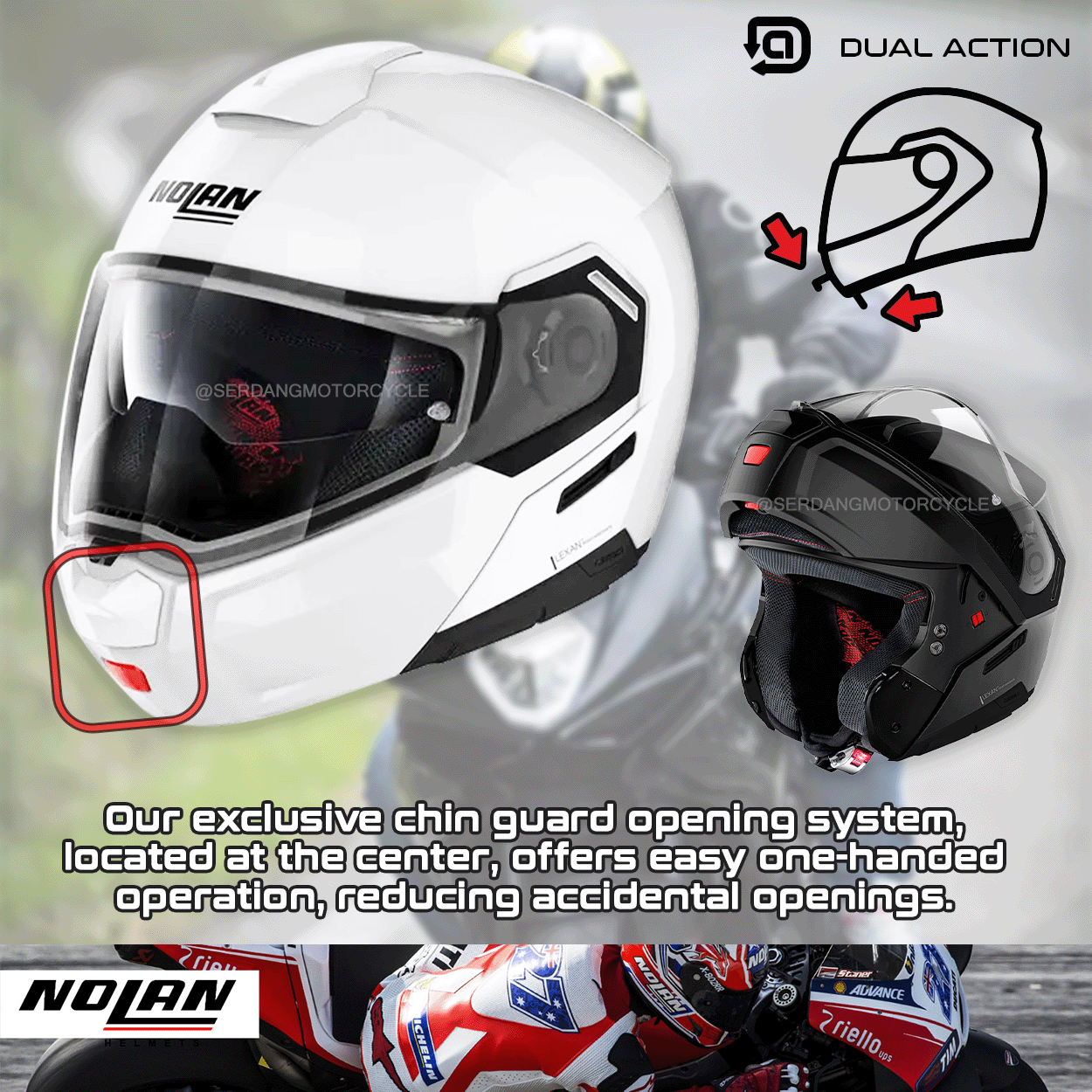 Nolan N90-3 Flip-Up Full Face Helmet Motor Visor Topi Keledar ...
