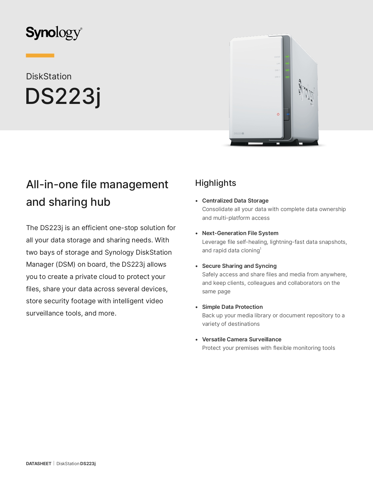 SYNOLOGY DS223J NAS DISKSTATION 2-Bays NAS with Quad Core CPU | Shopee ...
