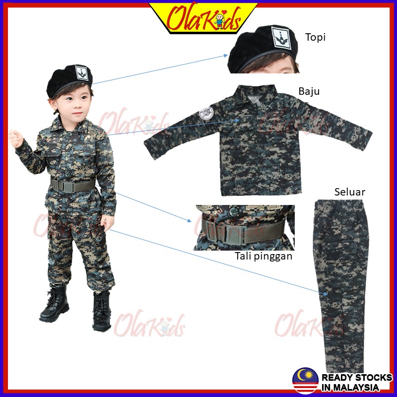 🔥READY STOCK🔥 OLAKIDS Soldier Army Tentera Pretend Play Costumes Kostum ...