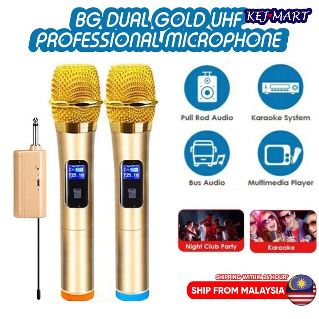 S28 Dual Gold UHF Professional Wireless Microphone with Rechargeable ...