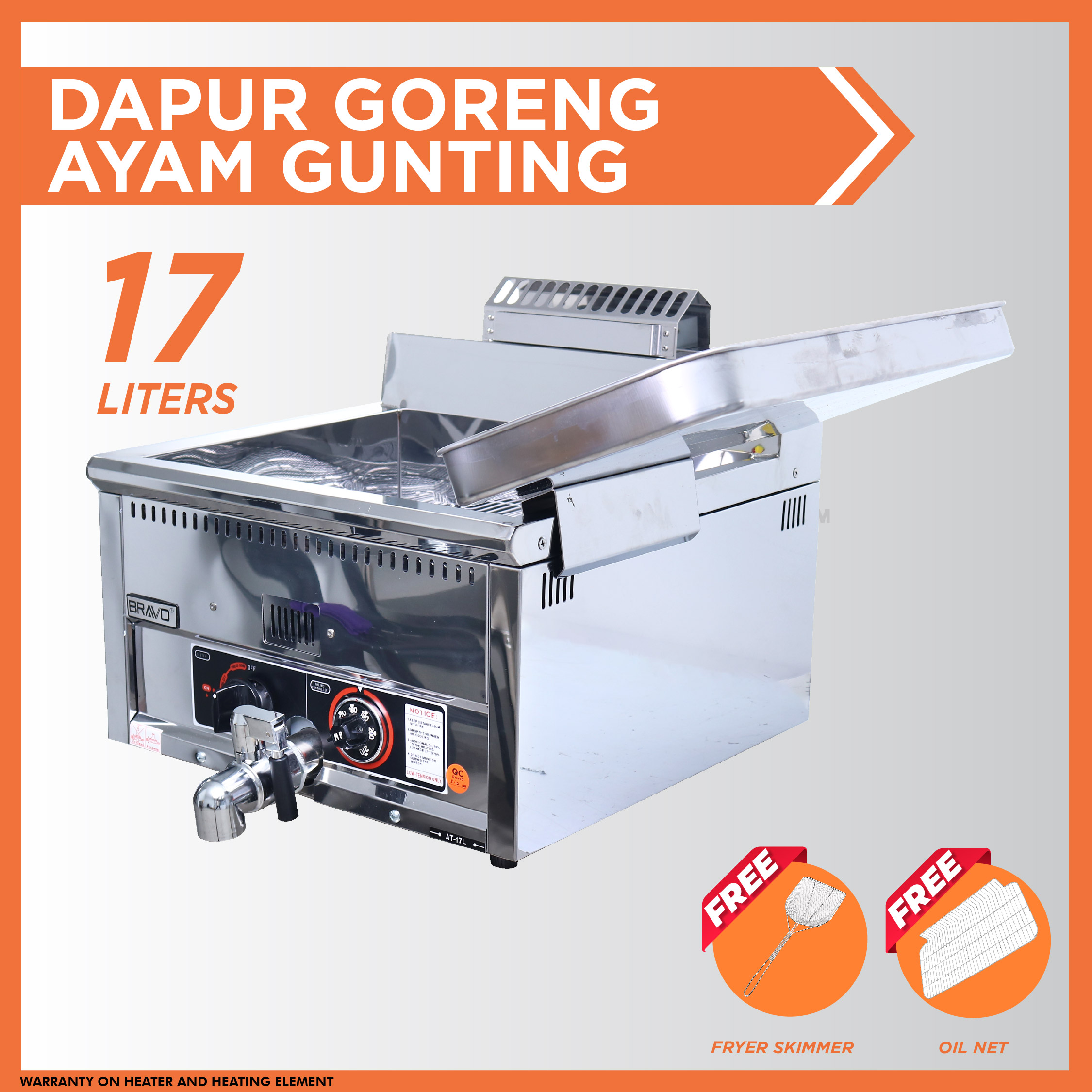 [Taiwan Designed] Bravo Commercial Gas Tempura Deep Fryer Big Capacity ...