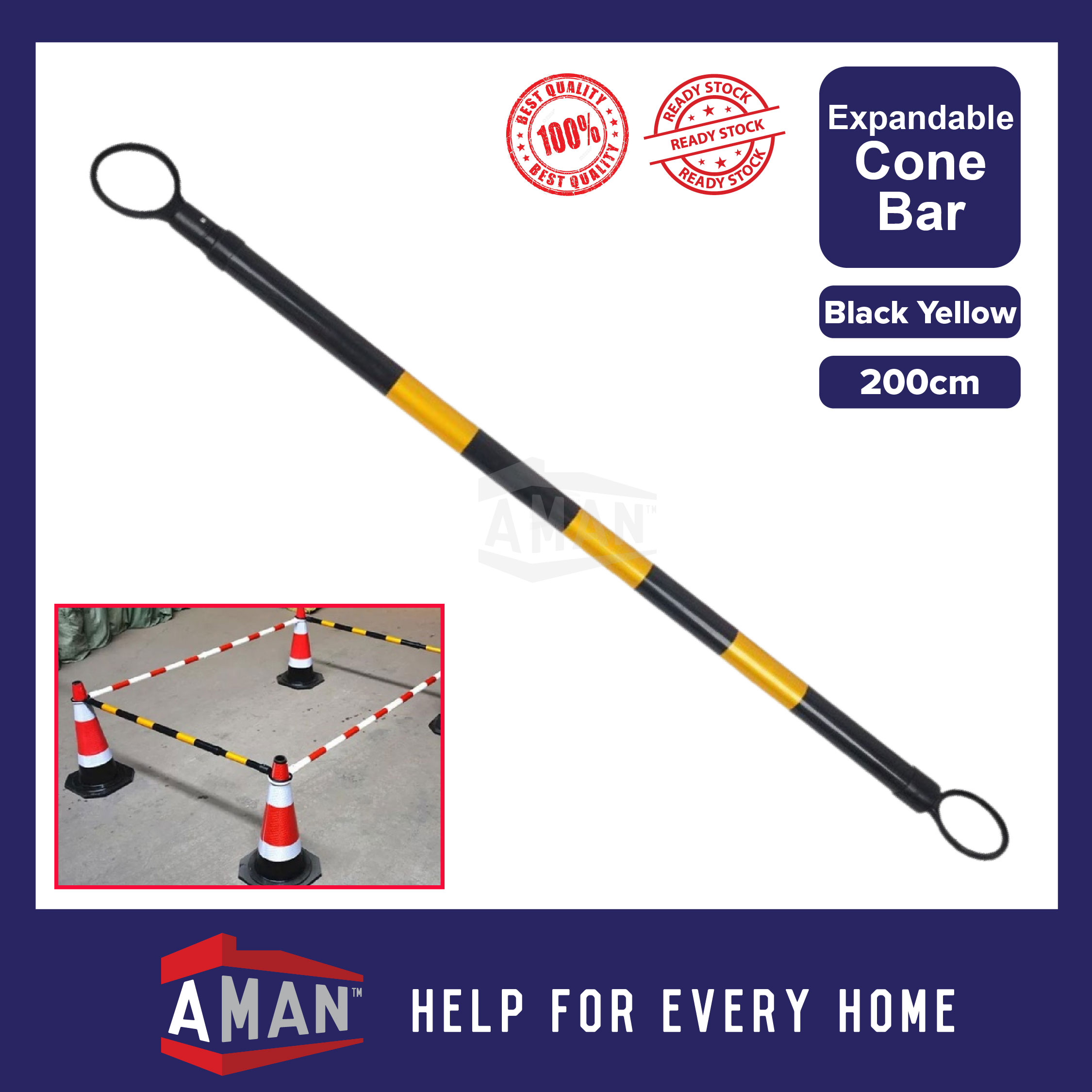 Expandable Retractable Cone Bar Traffic Safety Cone Bar Barrier 2 Meter ...