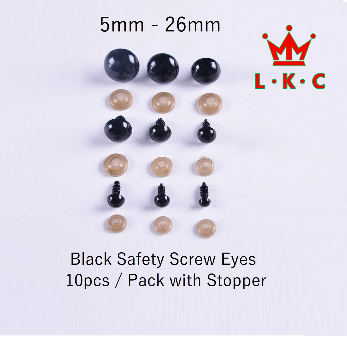 DE01 5mm-26mm🇲🇾Ready Stock🇲🇾现货 Black Safety Doll Eyes Screw Eyes With ...