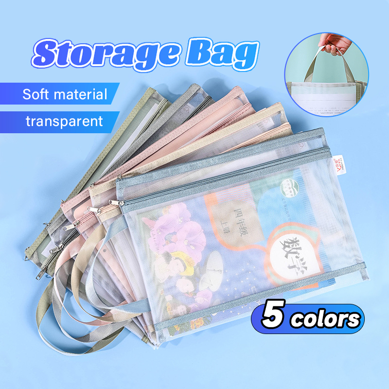 Double Layer Nylon Document Bag File Folder Pouch A4 Zipper Bags School ...