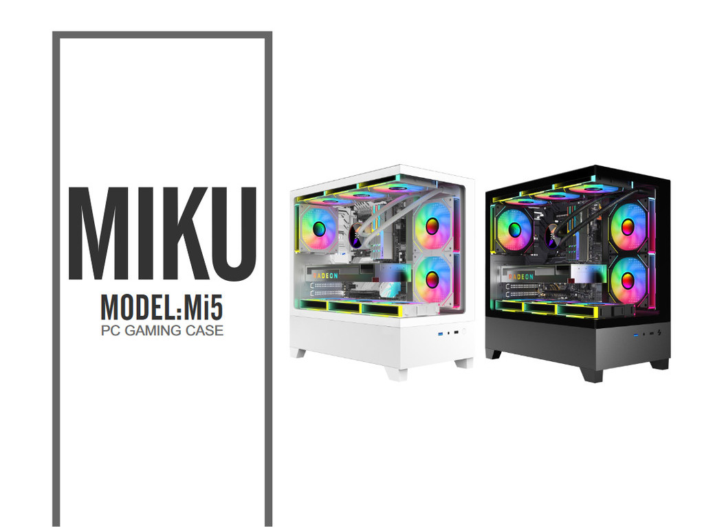 1stPlayer Miku Mi5 Tempered Glass M-ATX Gaming PC Case - Black/White ...