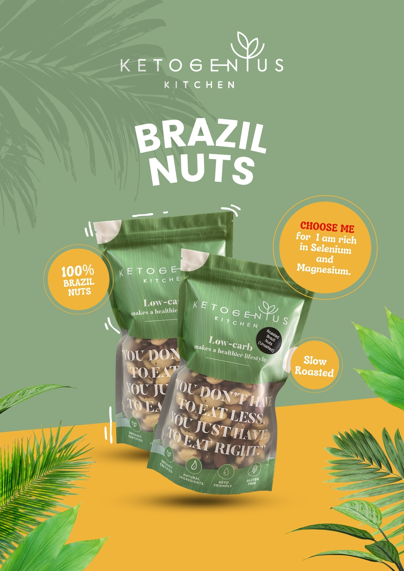 Ketogenius Kitchen Slow Roasted Unsalted Brazil Nuts (110g/250g/500g) - Healthy, Roasted Upon ...