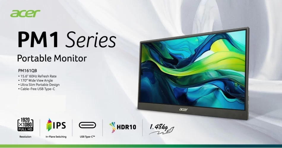 Acer 15.6" PM161QB 4ms / PM161QT Touch 6ms FHD Portable Monitor (HDMI ...