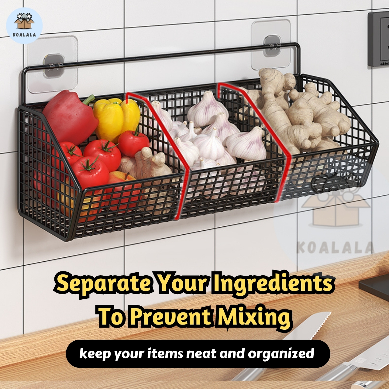 1/2/3 Grid Wall Mounted Onion Storage Basket Bekas Bawang Rack ...