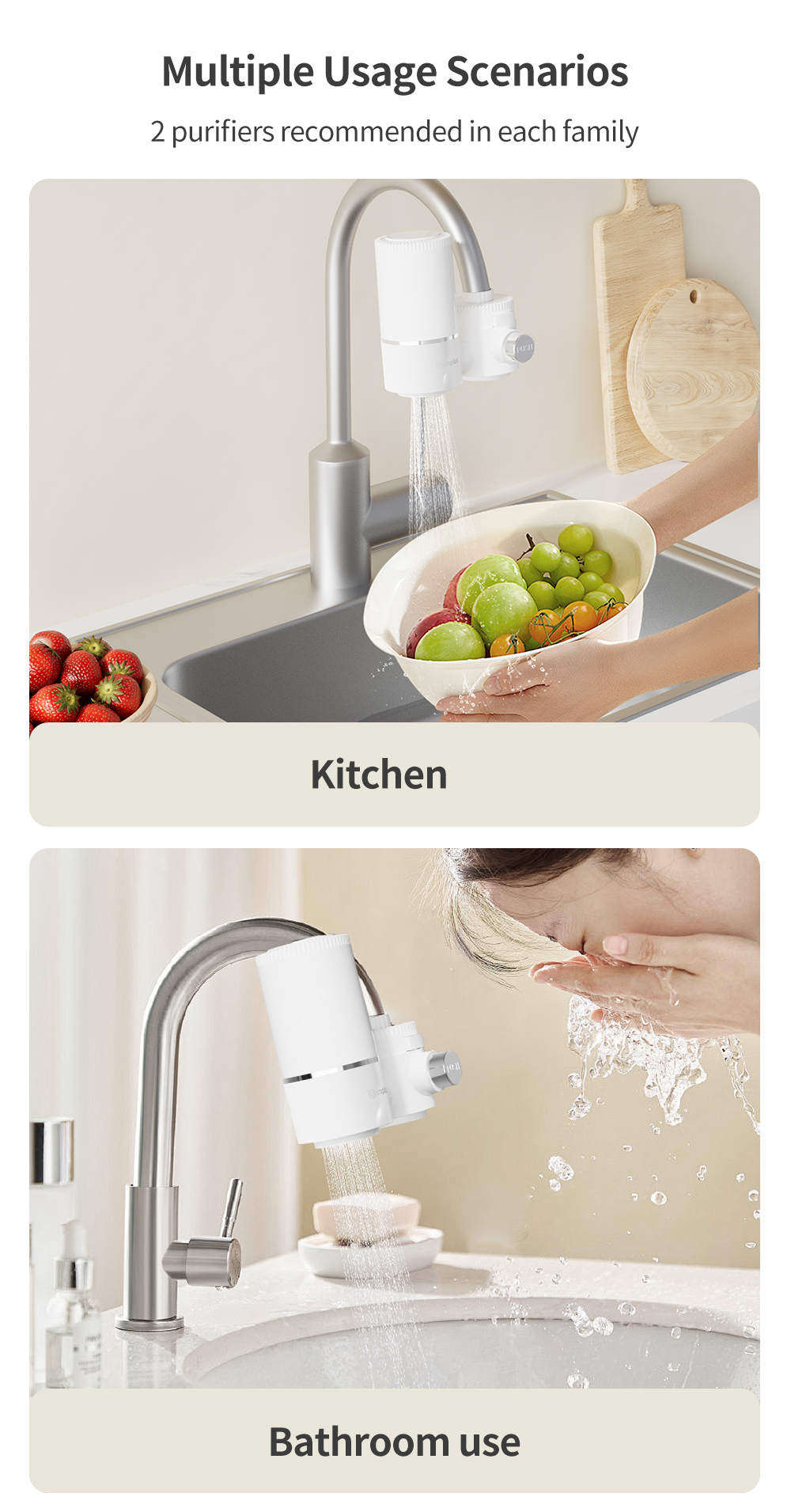 Simplus Tap Water Purifier With Tearable Carbon Rod Filter 2L/Min Large ...