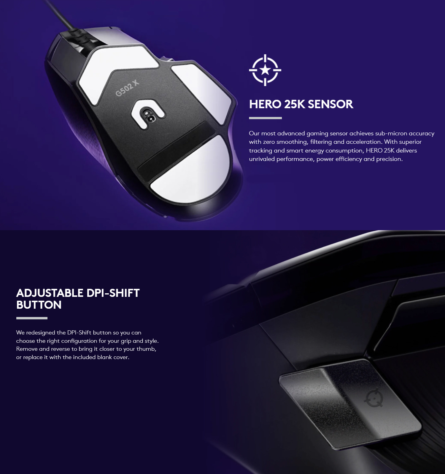 Logitech G502 X Wired Gaming Mouse | LIGHTFORCE Switches | HERO 25K ...