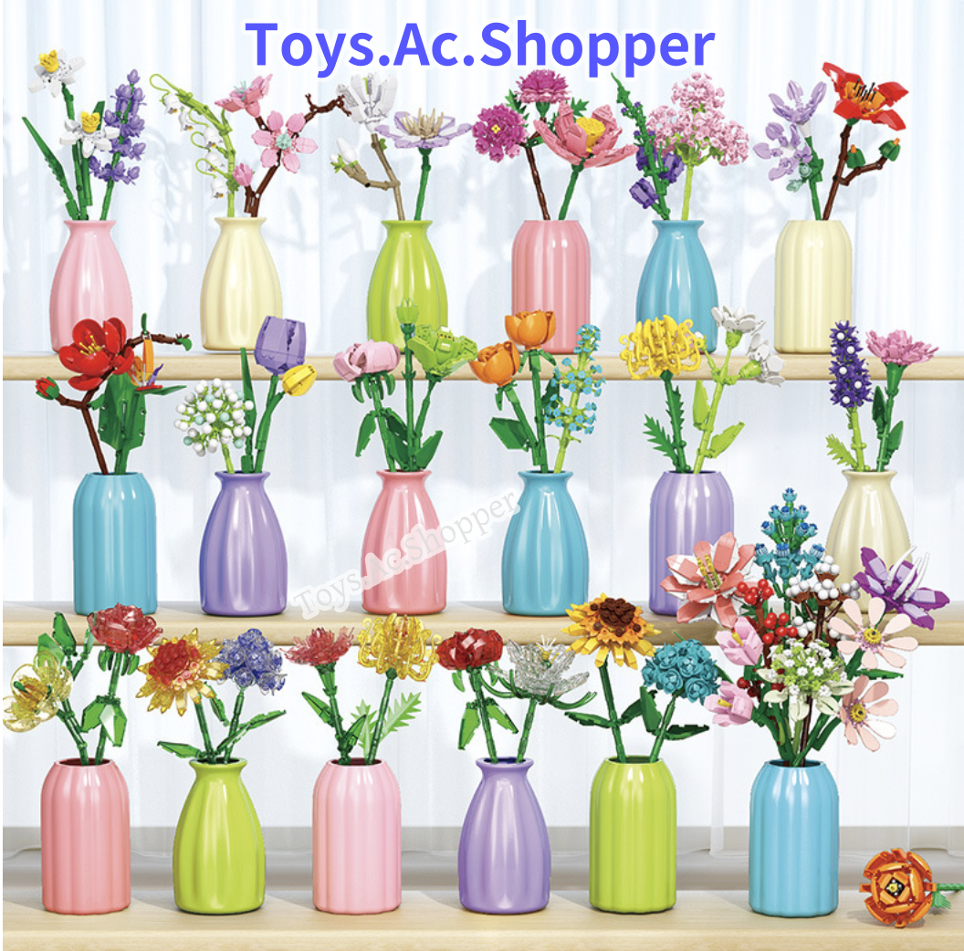 DIY Bunga Brick Building Blocks Creative Flower Rose Sunflower ...