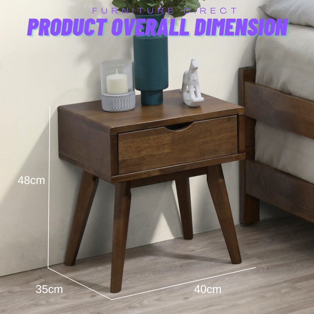 Furniture Direct HIDA Full Solid Wood Bedside Table-Natural | Shopee Malaysia