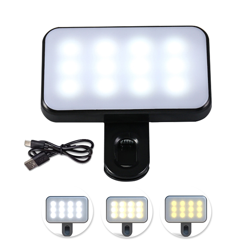 Mini LED Clip Selfie Light Universal Clip-on 3 Modes Phone Selfie Light ...