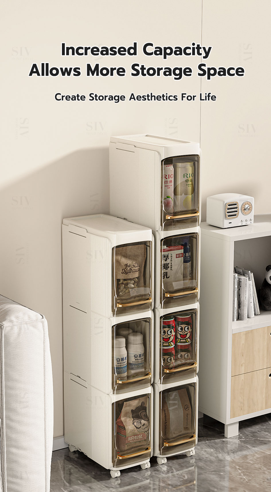SIV 20-27cm Slim Cabinet Space Saver Cabinet Plastic Foldable Side ...