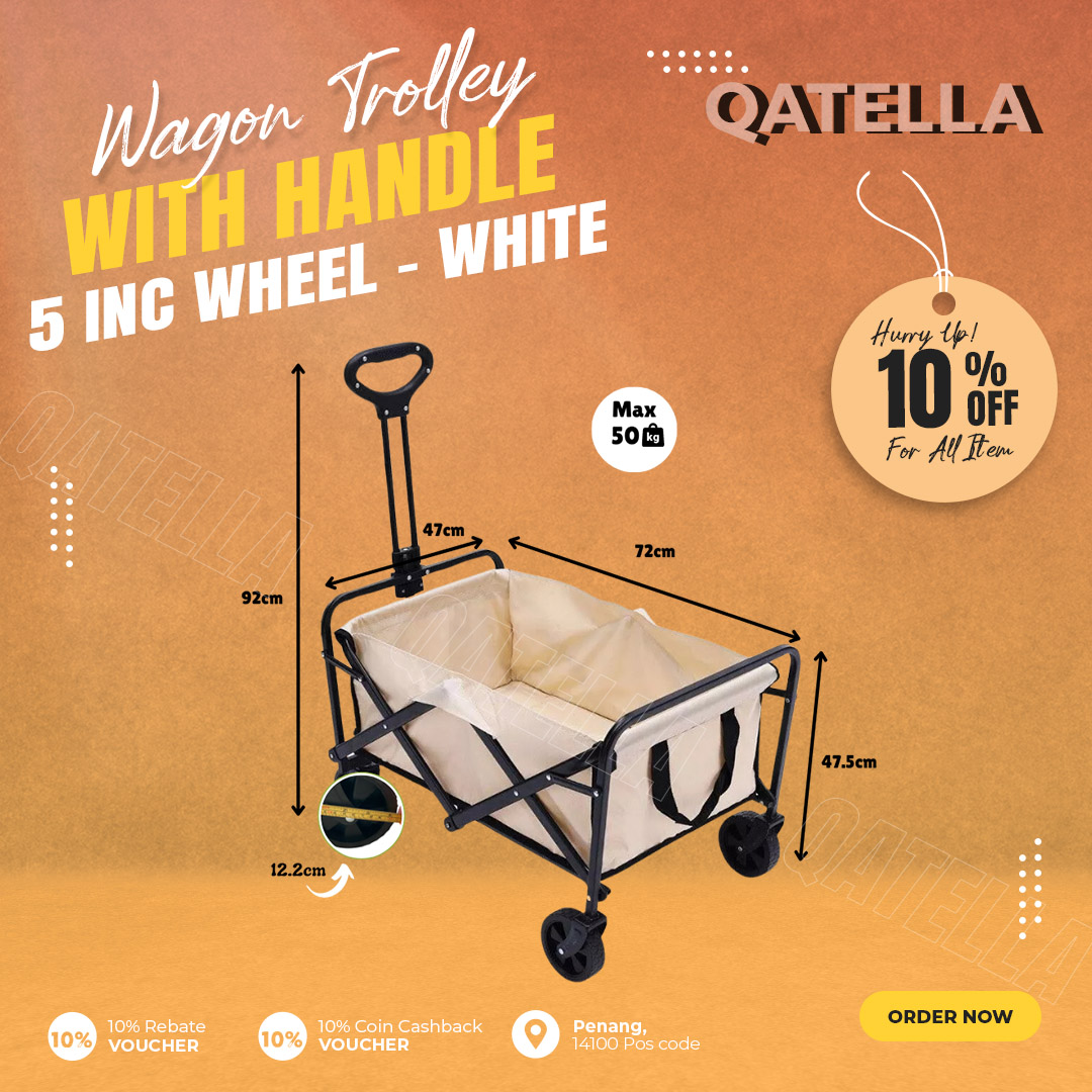 Wagon 5 inch Wagon Trolley Foldable Camping Wagon Heavy Duty Large ...