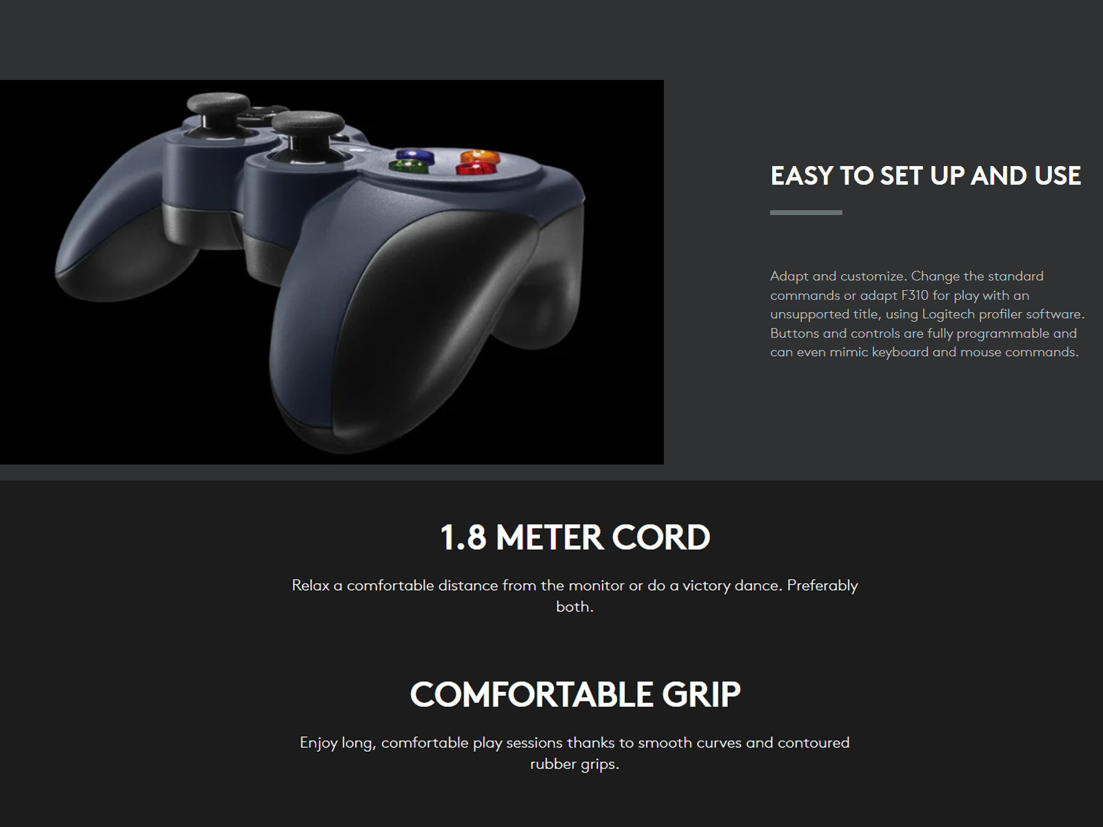 Logitech F310 Wired Gamepad Controller Console Like Layout 4 Switch D
