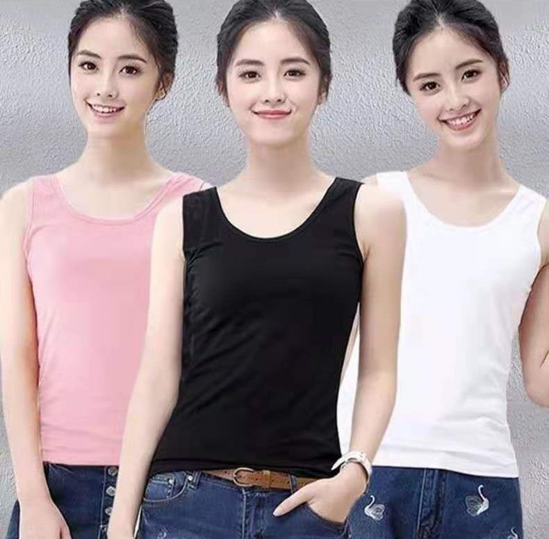 Women Singlet Sleeveless Plus Size Plain Color Singlets Tanks Baju ...