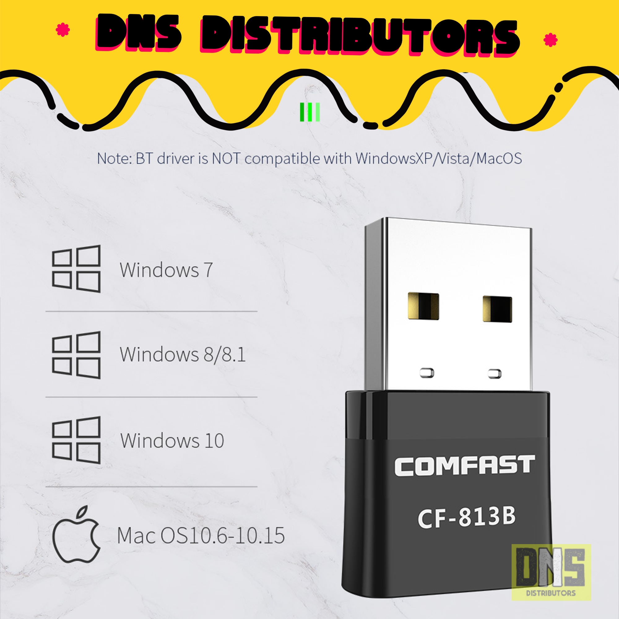 COMFAST WiFi Bluetooth Mini USB Adapter CF-813B USB Network Adapter 650Mbps Dual Band Bluetooth ...