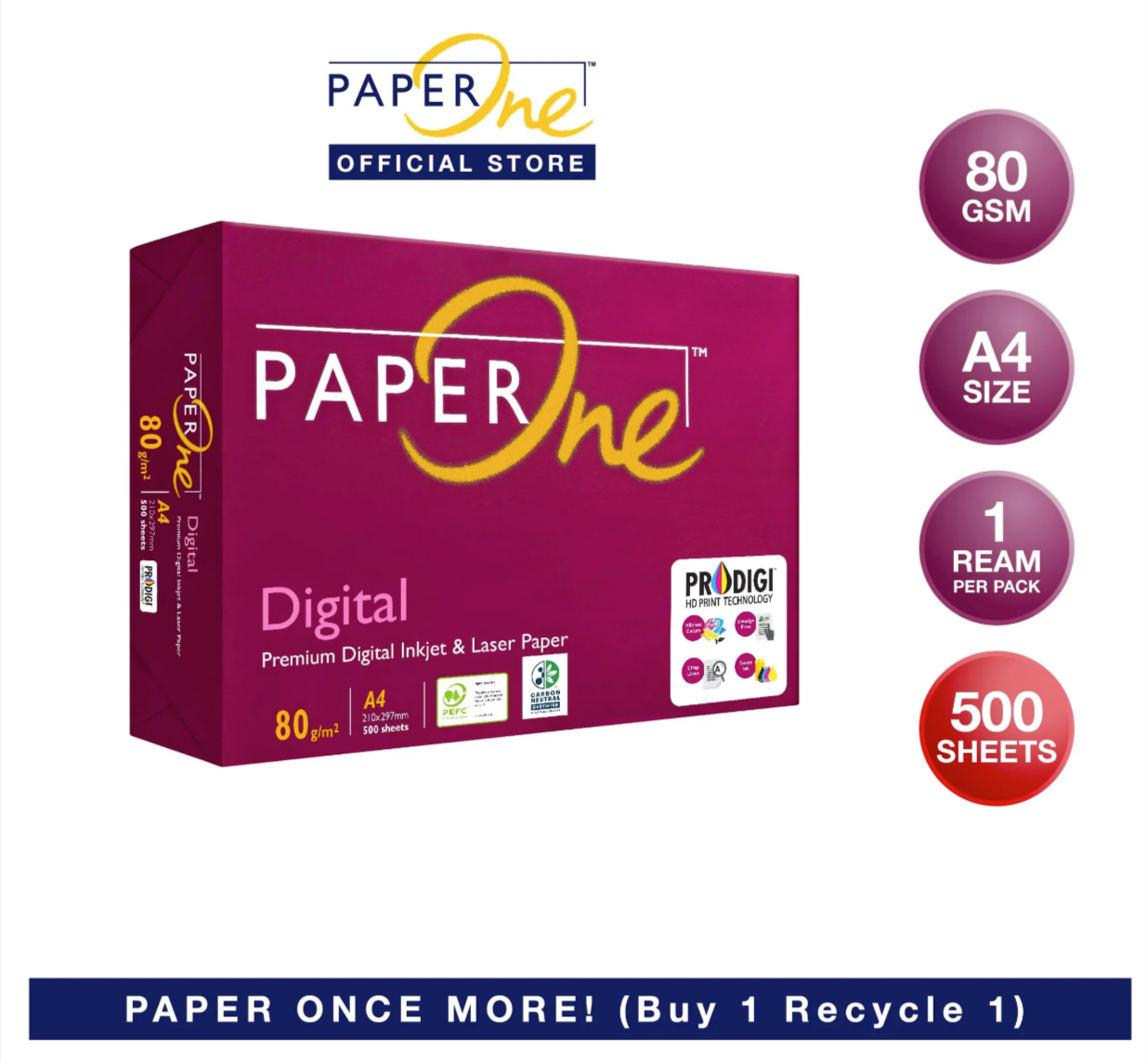 PaperOne A4 Digital Carbon Neutral 80gsm 500 Sheets | Shopee Malaysia