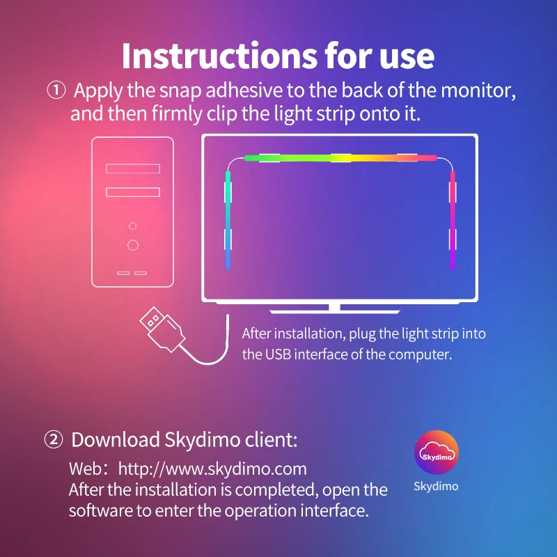 Skydimo Smart Ambient PC Gaming Lighting Display Monitor Sync LED Strip ...