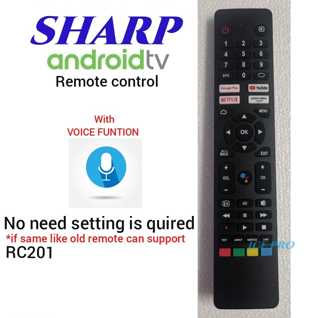 SHARP RC201 Android Smart TV Remote Control Support VOICE Funtion ...